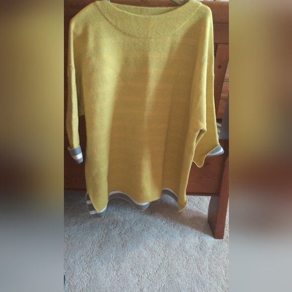 Rain and Rose | Sweaters | Rain And Rose Yellow Sweater Grey And White ...